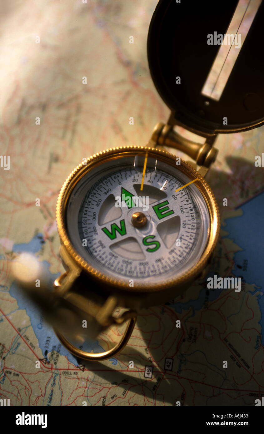 Map and Compass Stock Photo - Alamy