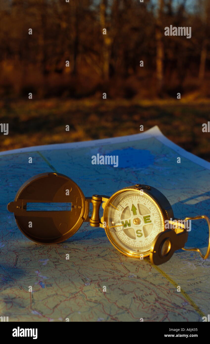 Map and Compass Stock Photo - Alamy
