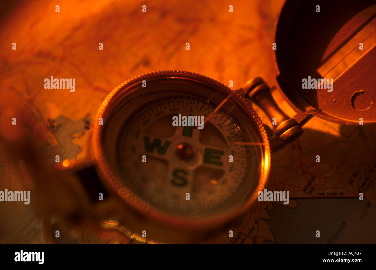 Map and Compass Stock Photo - Alamy