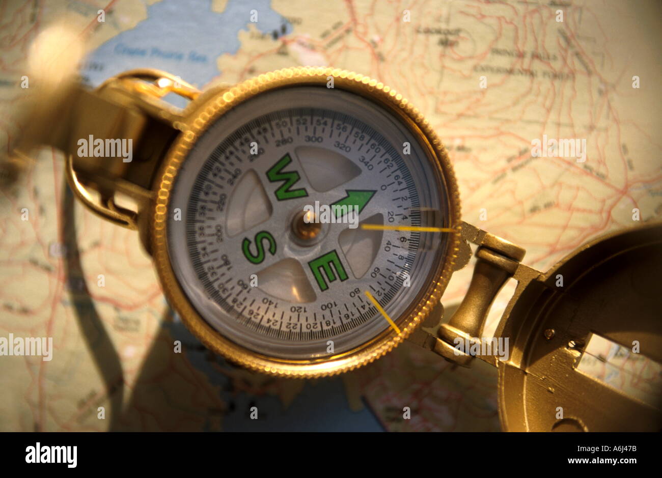 Map and Compass Stock Photo - Alamy
