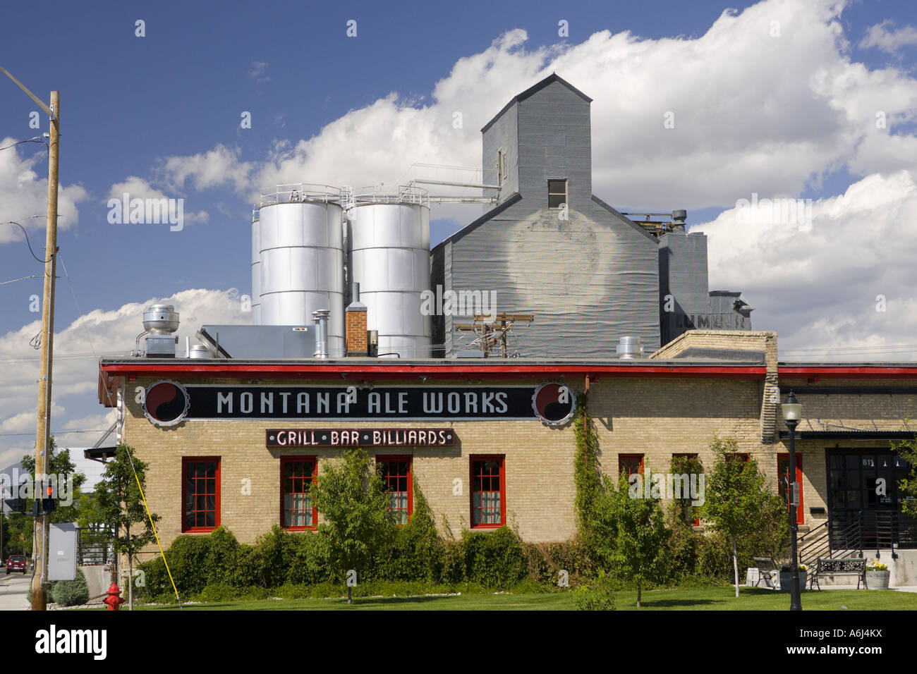 BOZEMAN MONTANA USA Montana Ale Works microbrewery with grain elevators ...