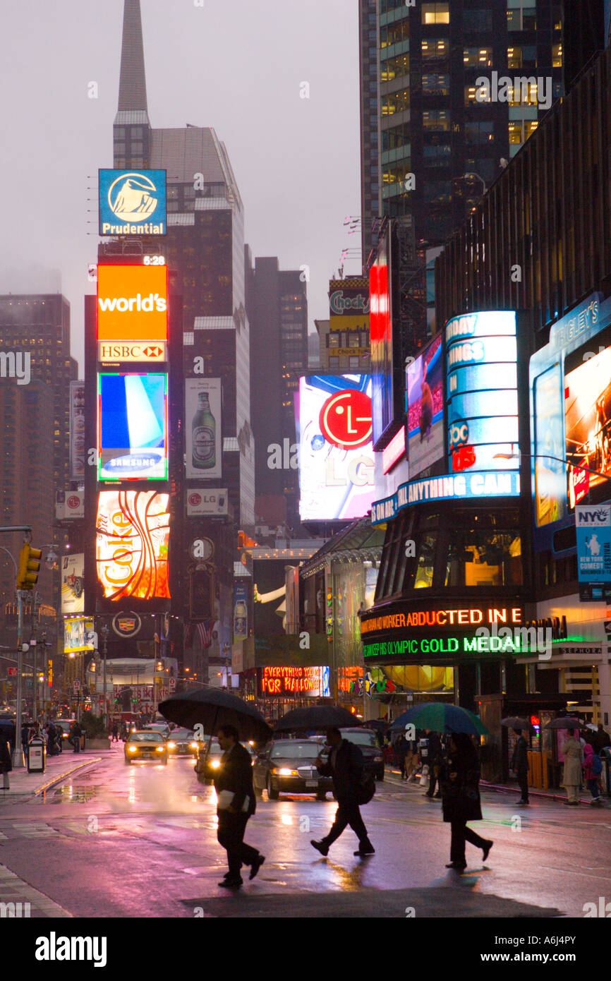 NEW YORK CITY NY USA Times Square evening street scene in Manhattan ...