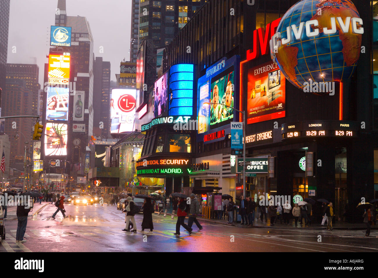 NEW YORK CITY NY USA Times Square evening street scene in Manhattan ...