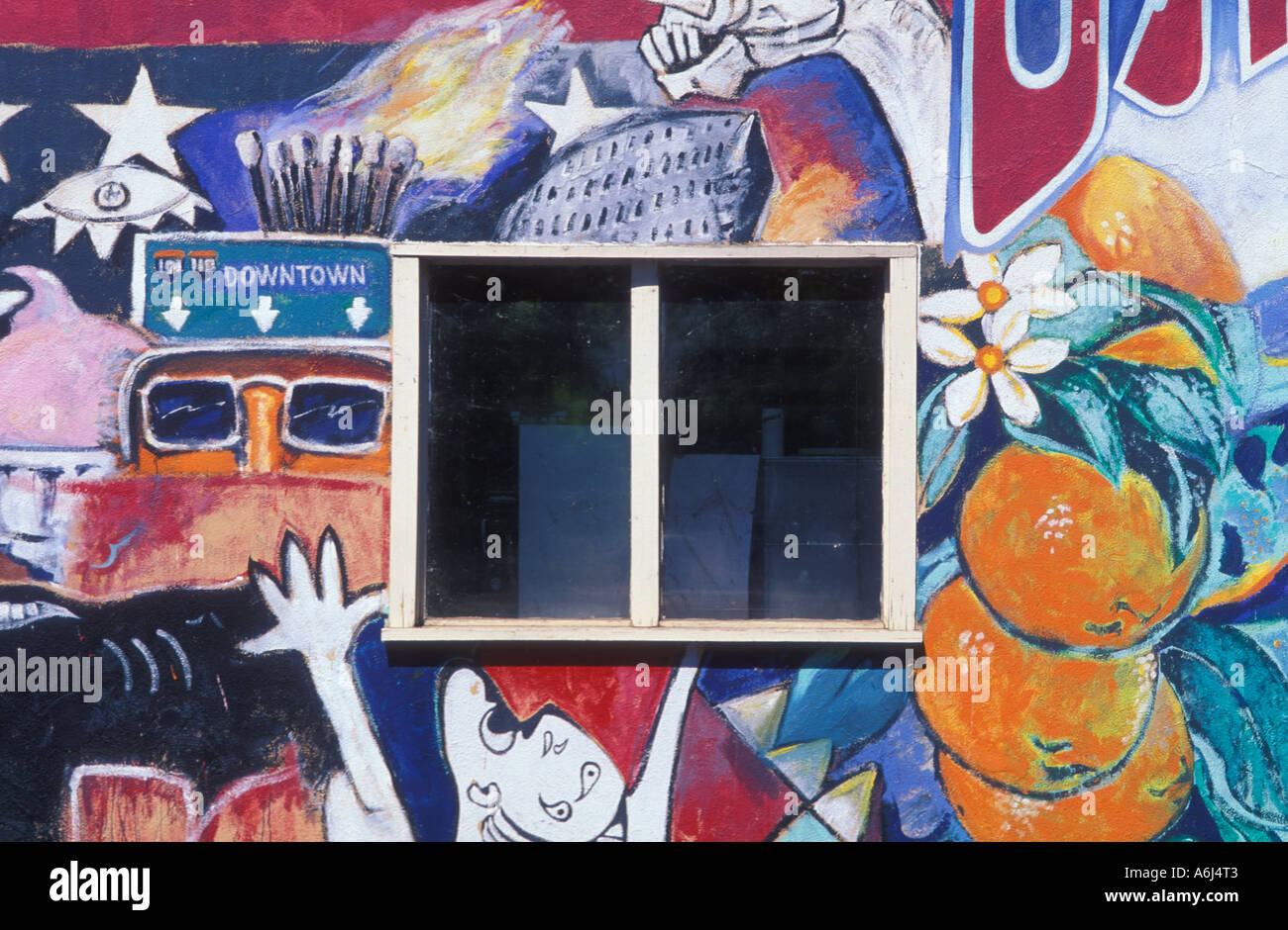 Picasso inspired mural Painted wall and Window Stock Photo - Alamy