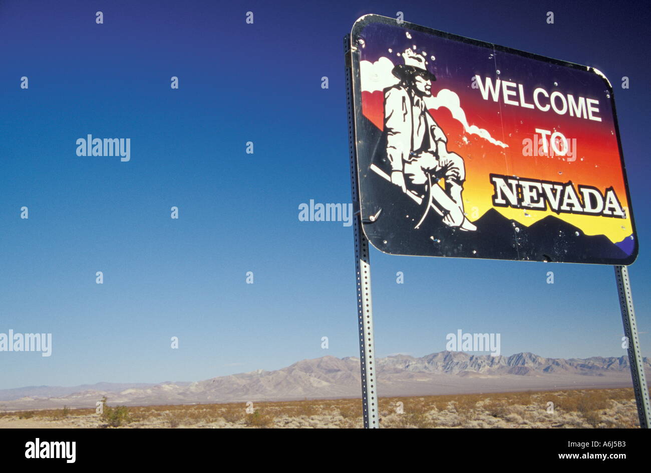 Welcome to Nevada Road Sign Stock Photo - Alamy