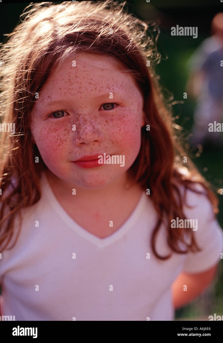 Freckled Little Girl Stock Photo - Alamy