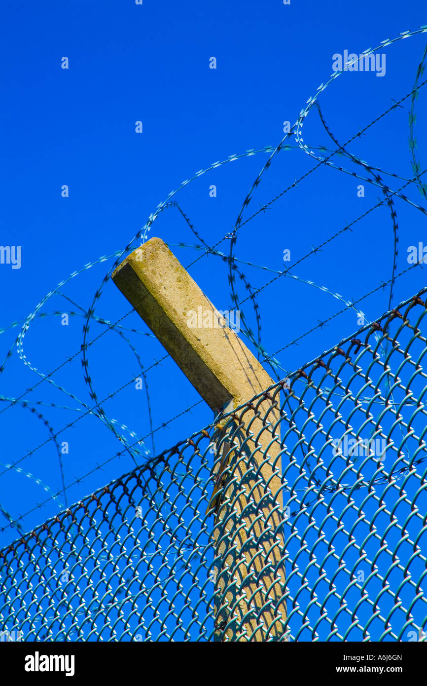 Barbed Wire Security Fence Stock Photo - Alamy