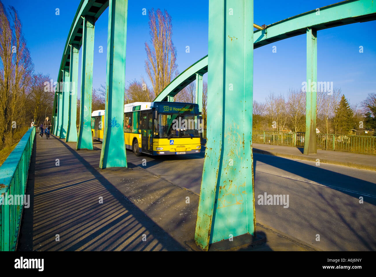 Bus Going Over A Bridge Berlin Germany Deutschland Stock Photo - Alamy
