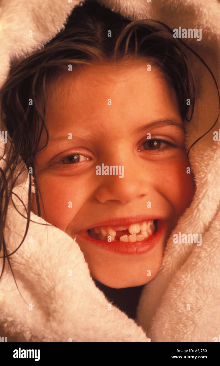 Little Girl Wrapped in Towel Stock Photo - Alamy