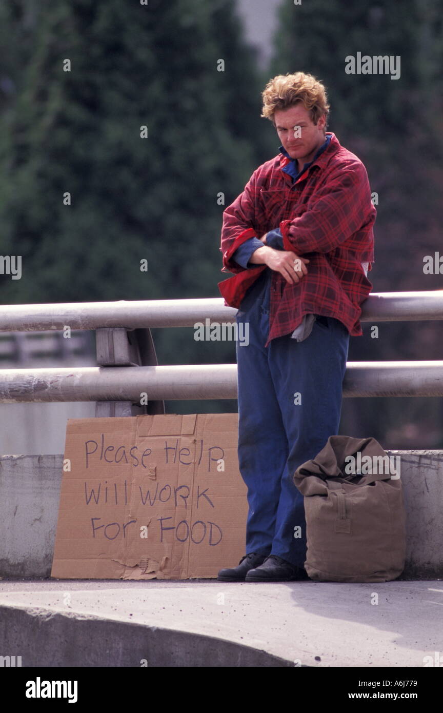 Homeless Man on Bridge Stock Photo - Alamy