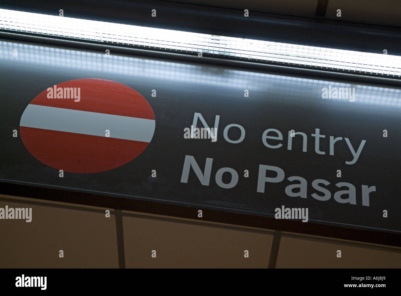'No Entry' sign at Madrid-Barajas Airport, Madrid, Spain Stock Photo ...