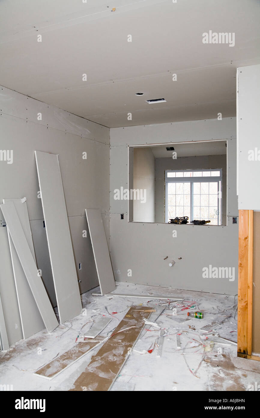 Interior after Drywall Installed Building 1 Stock Photo - Alamy