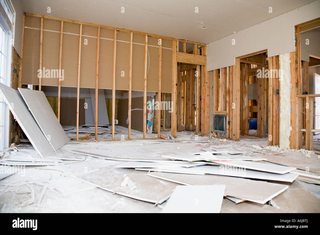 Interior During Drywall Installation Building 1 Stock Photo - Alamy
