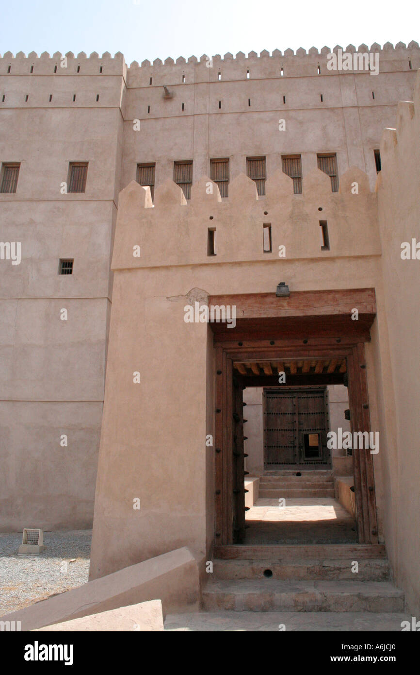 Rustaq Castle, Oman, the walls and gate of the fort Stock Photo - Alamy