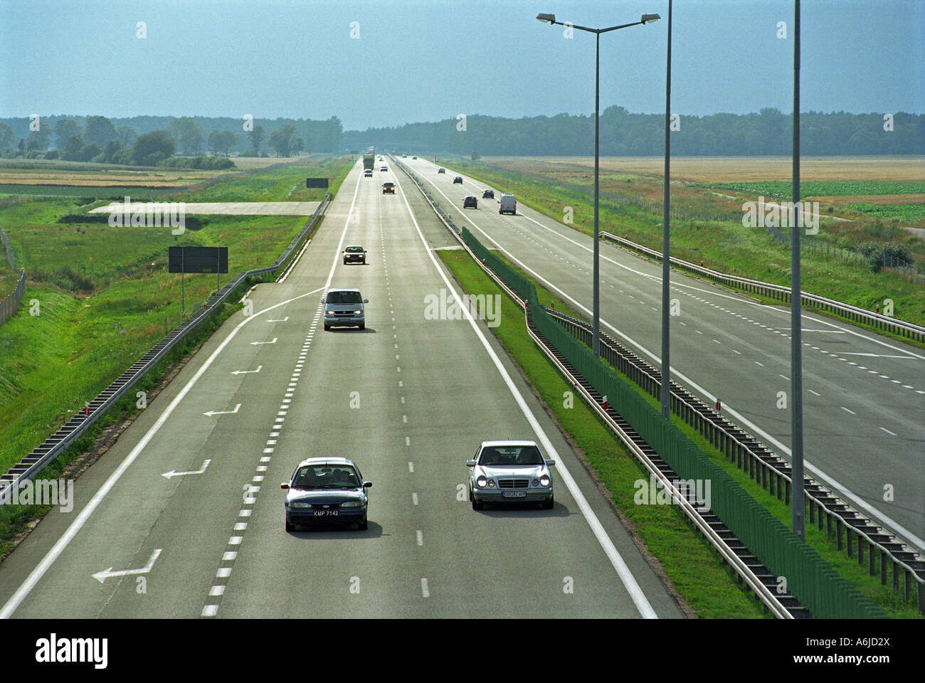 Cars on the A2 highway, Poland Stock Photo - Alamy