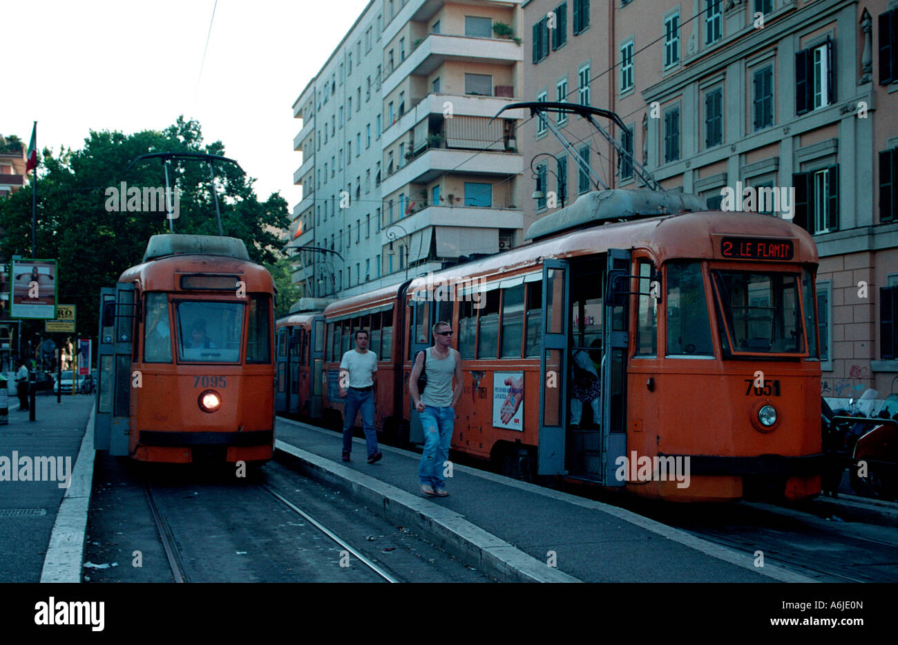 A tram stop, Rome, Italy Stock Photo - Alamy
