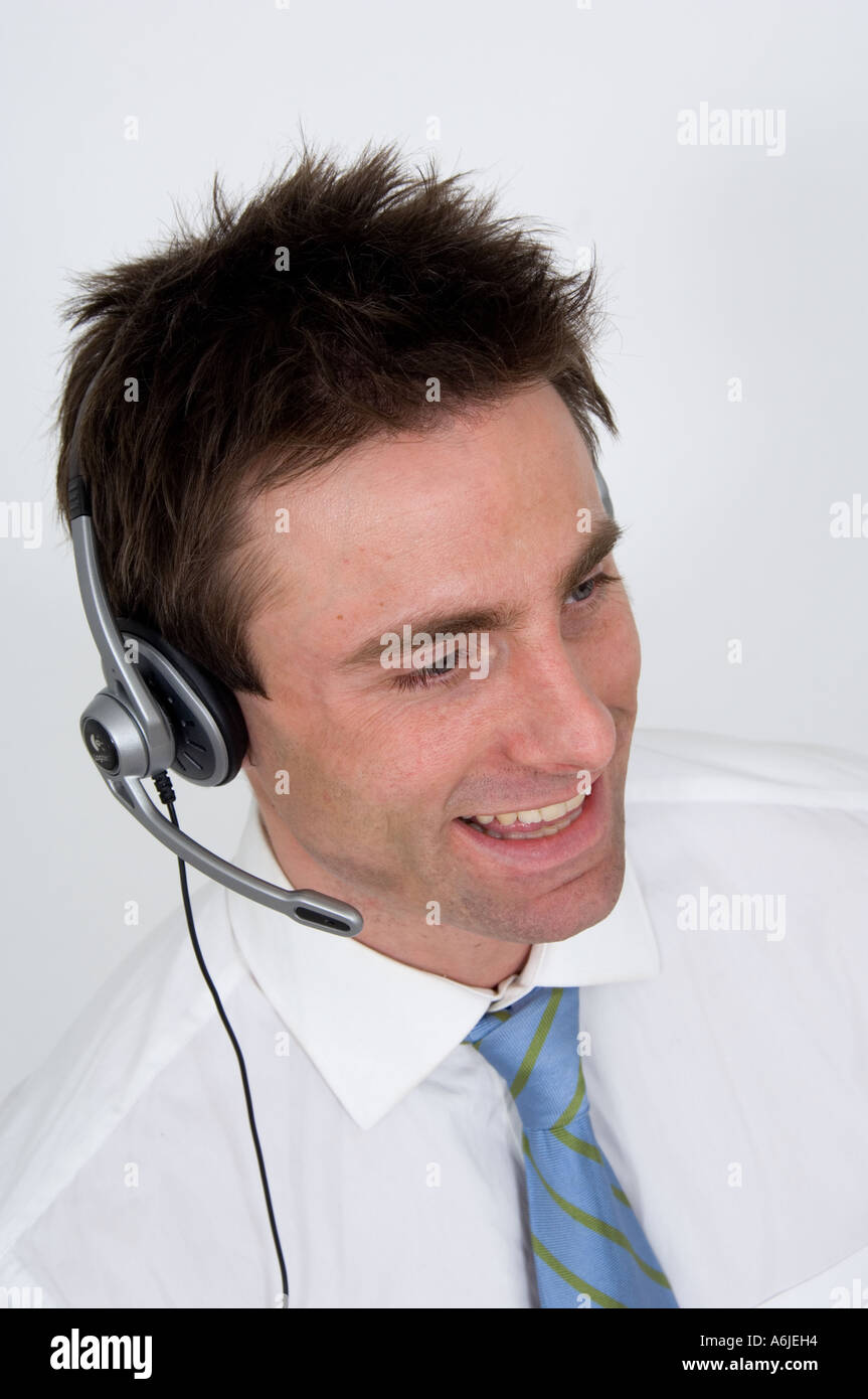 Close up smiling operator Cut Out Stock Images & Pictures - Alamy