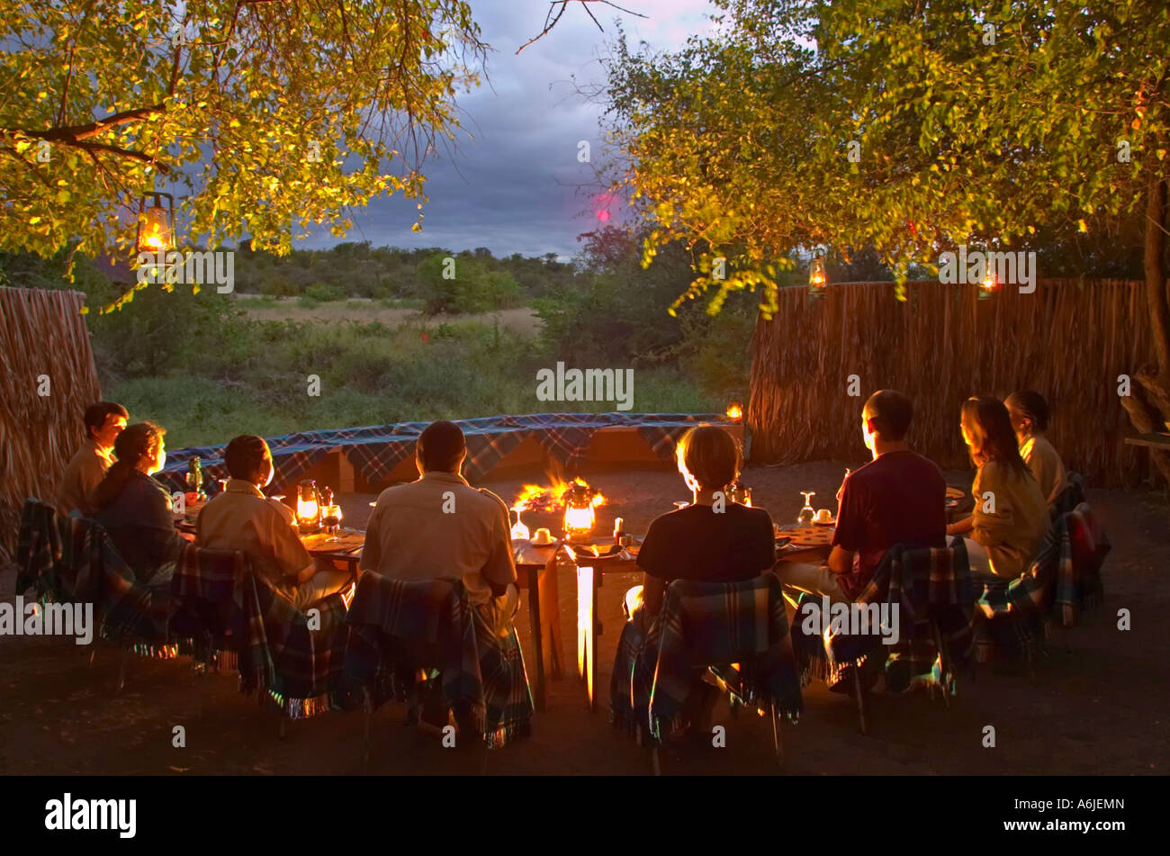 Guests at Tented Camp Boma. Mashatu Game Reserve, Northern Thuli Block ...