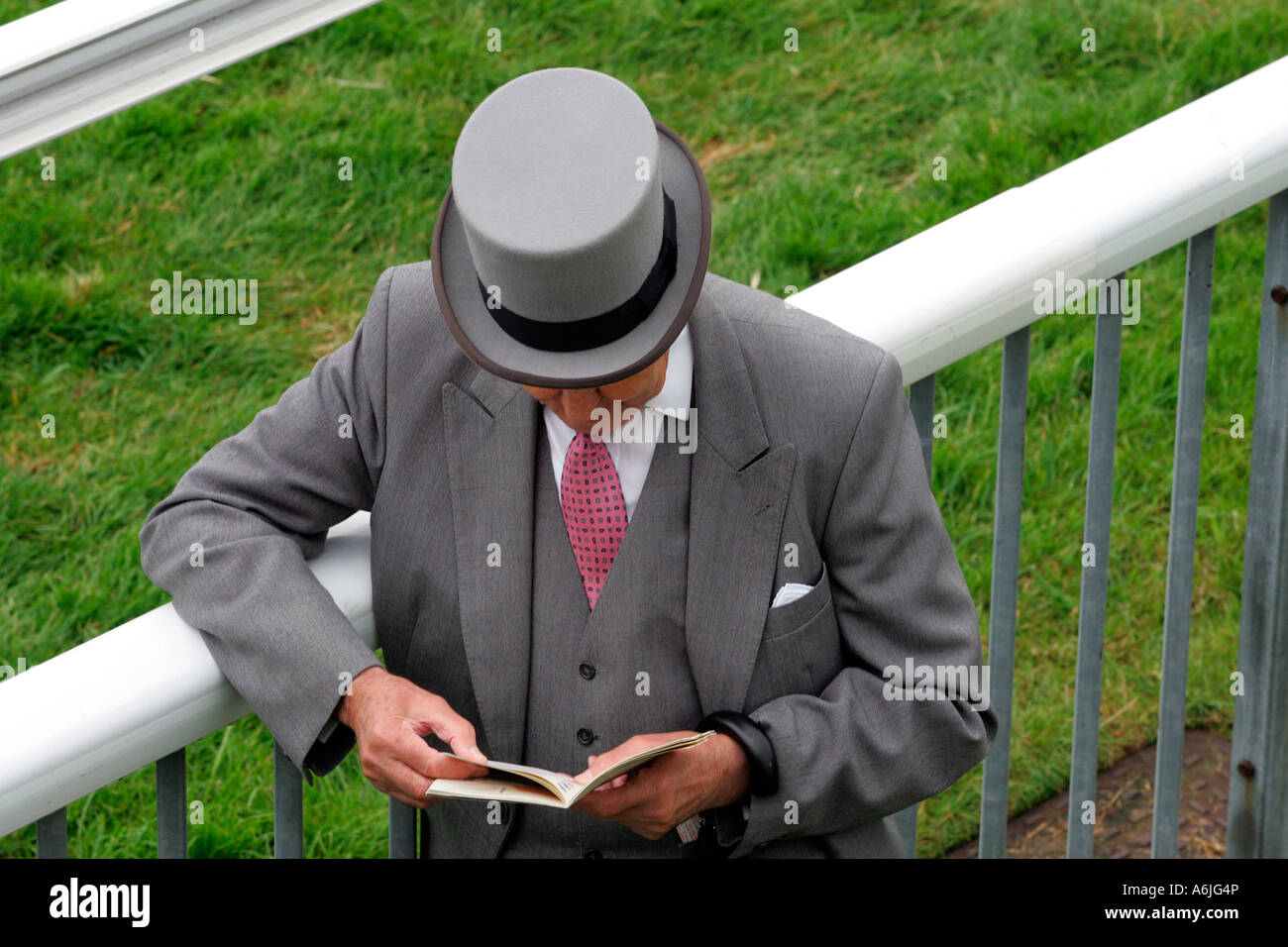 Elegantly dressed man at Royal Ascot horse race, York, Great Britain ...