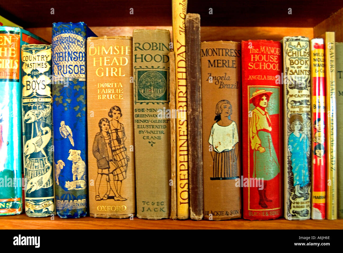 A collection of vintage children's books with decorative bindings Stock ...