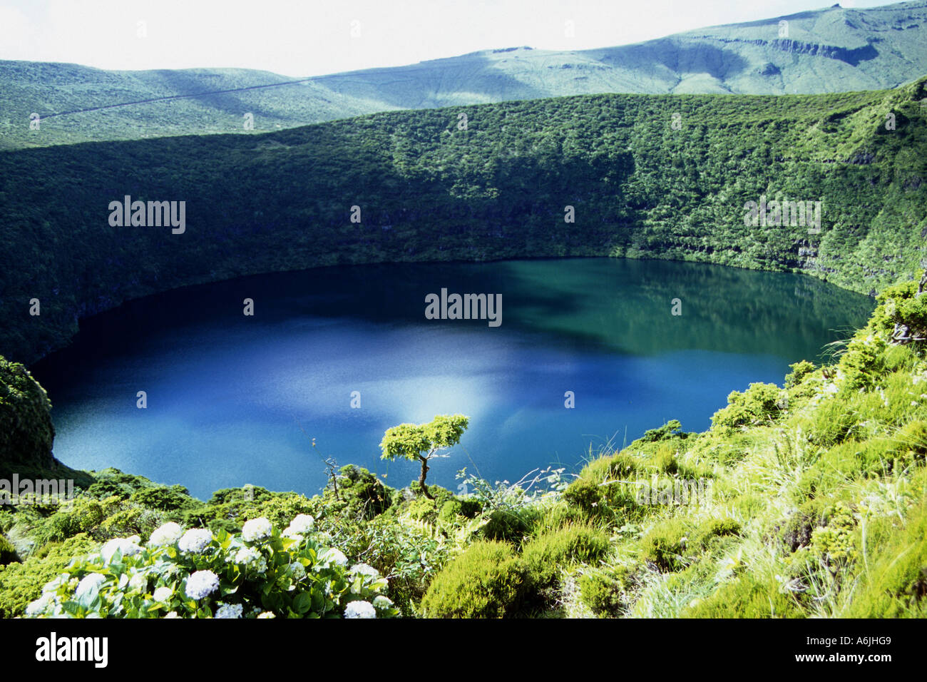 volcano with crater lake, Portugal, Azores Stock Photo - Alamy