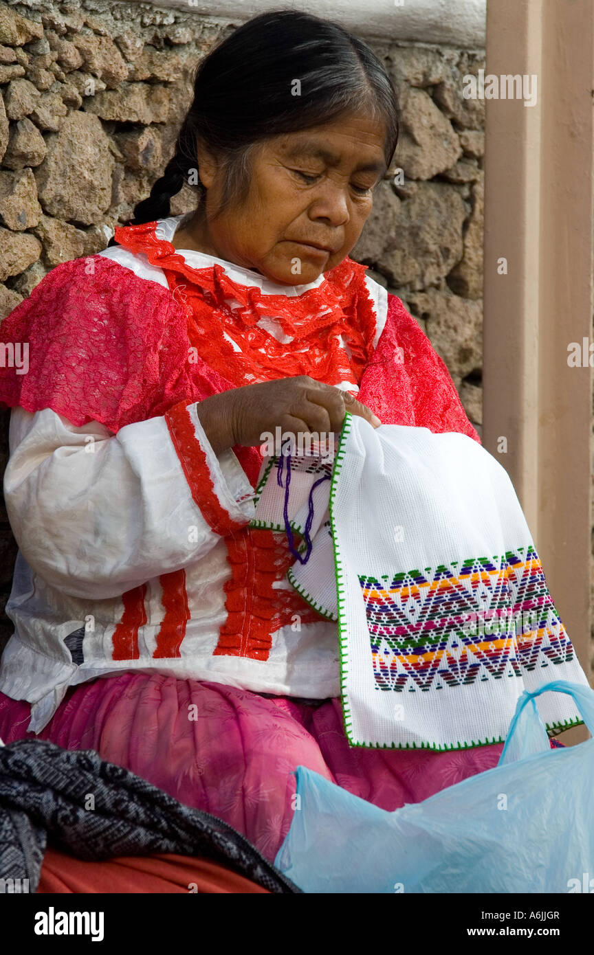 indigenous woman sewing - taxco - mexico Stock Photo - Alamy