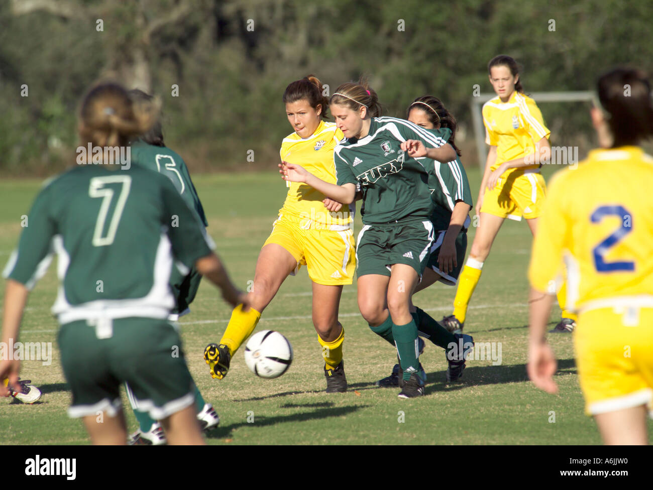 Teen girls soccer match Stock Photo - Alamy