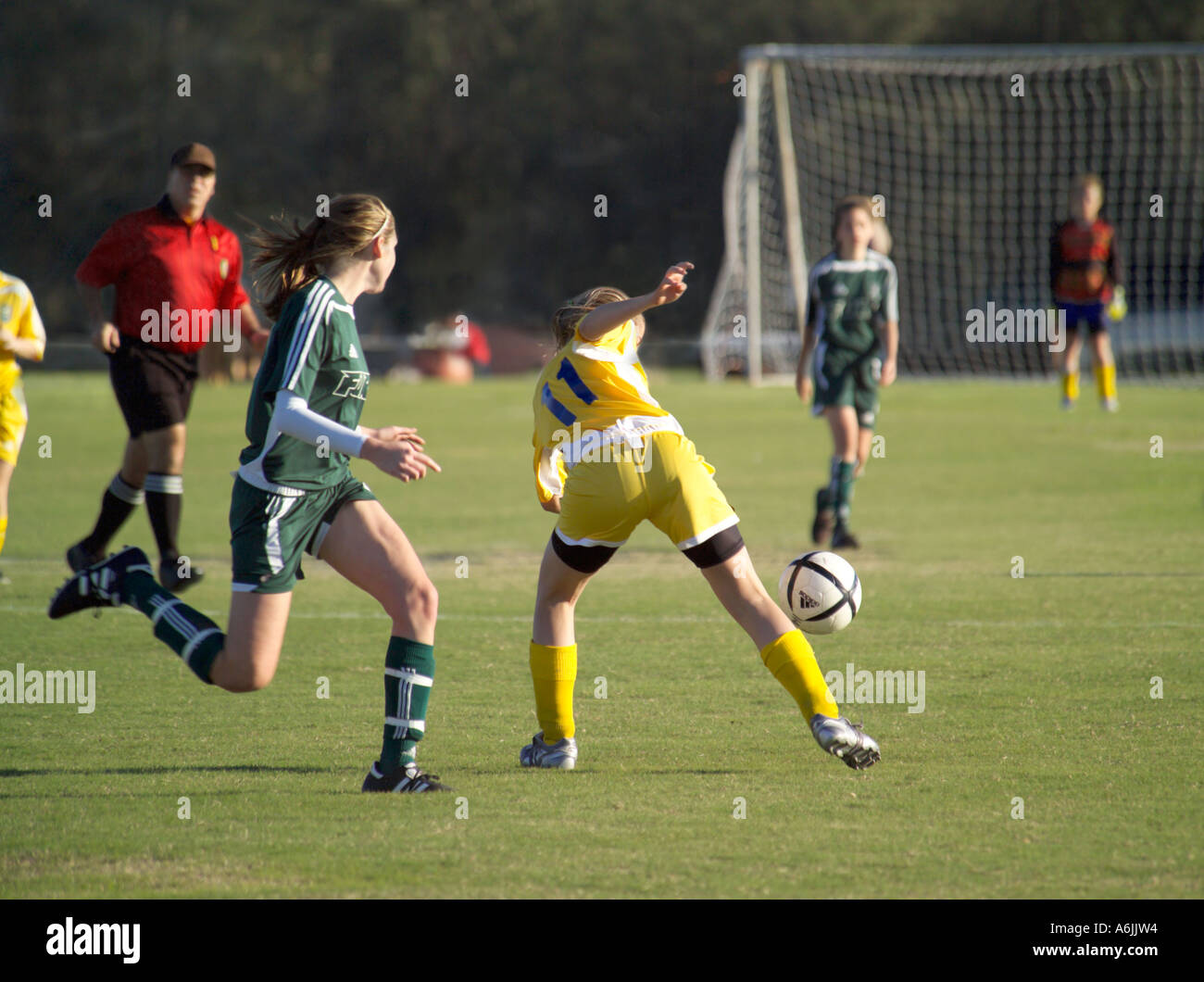 Teen girls soccer match Stock Photo - Alamy