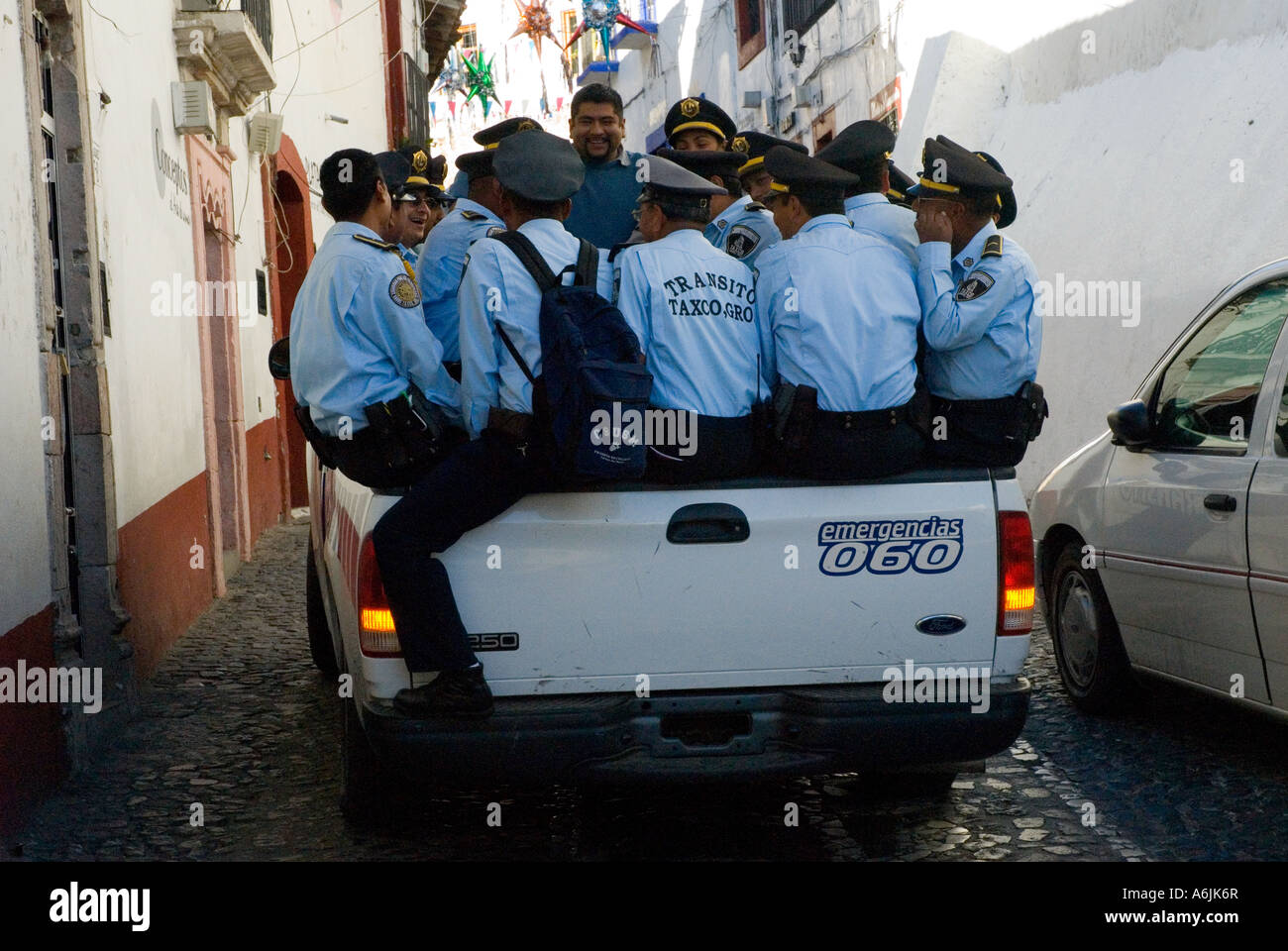 police in a pick up car in Taxco - Mexico Stock Photo - Alamy
