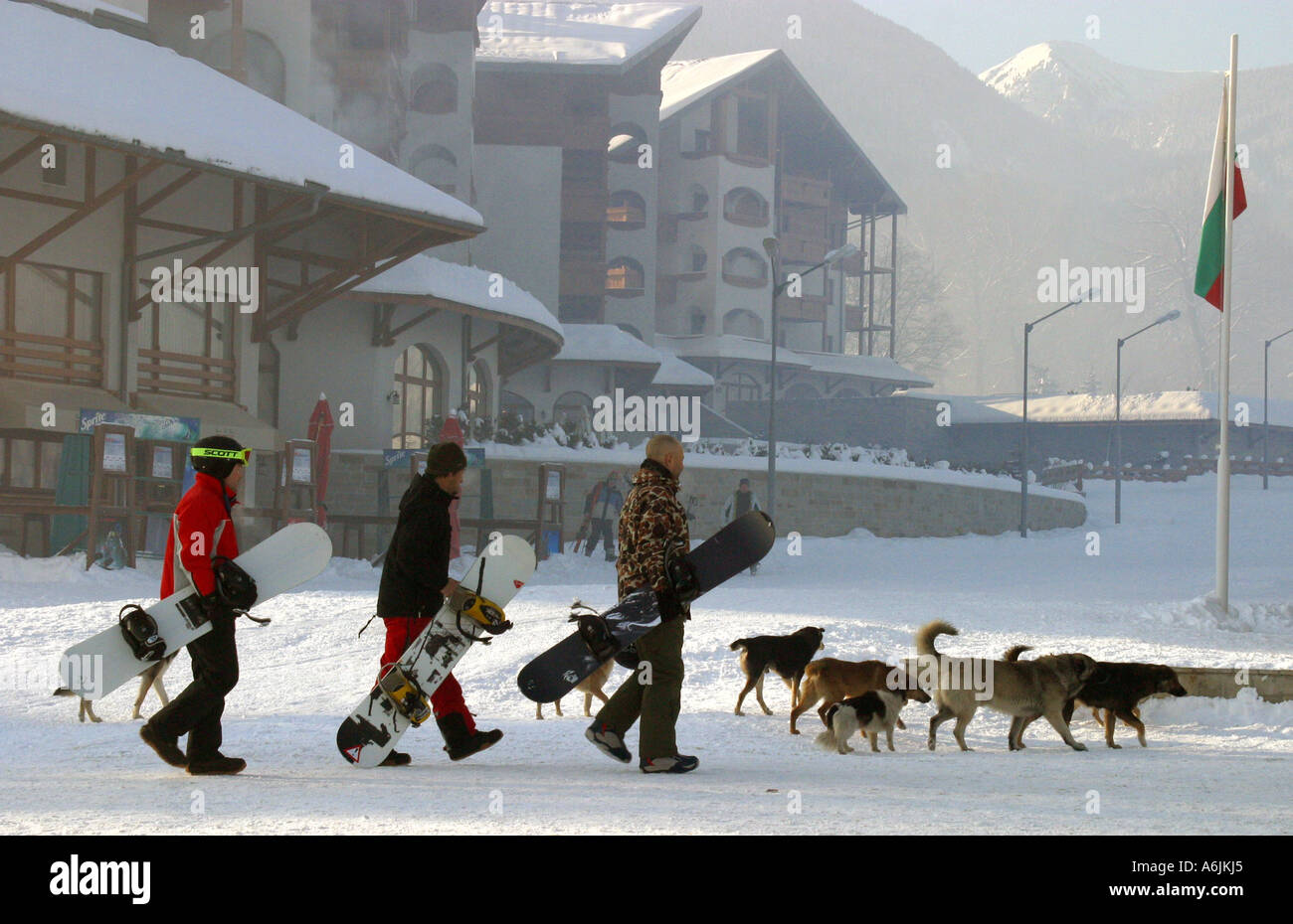 Bottom station of gondola ski lift at Bansko Bulgaria Stock Photo - Alamy