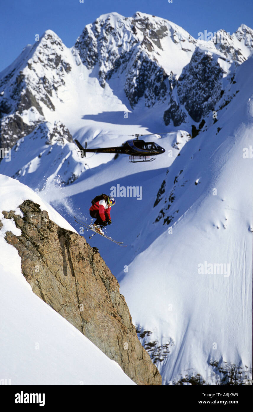 Andrea Binning extreme skier at North Points Heli, Cordova Alaska Stock ...
