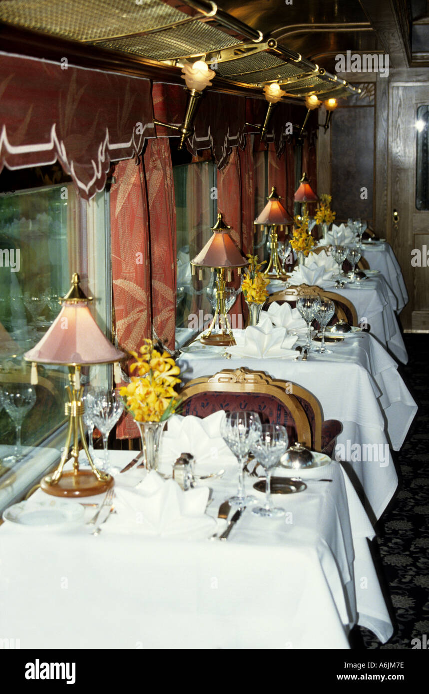 Dining coach on board the Eastern and Oriental Express Train from ...