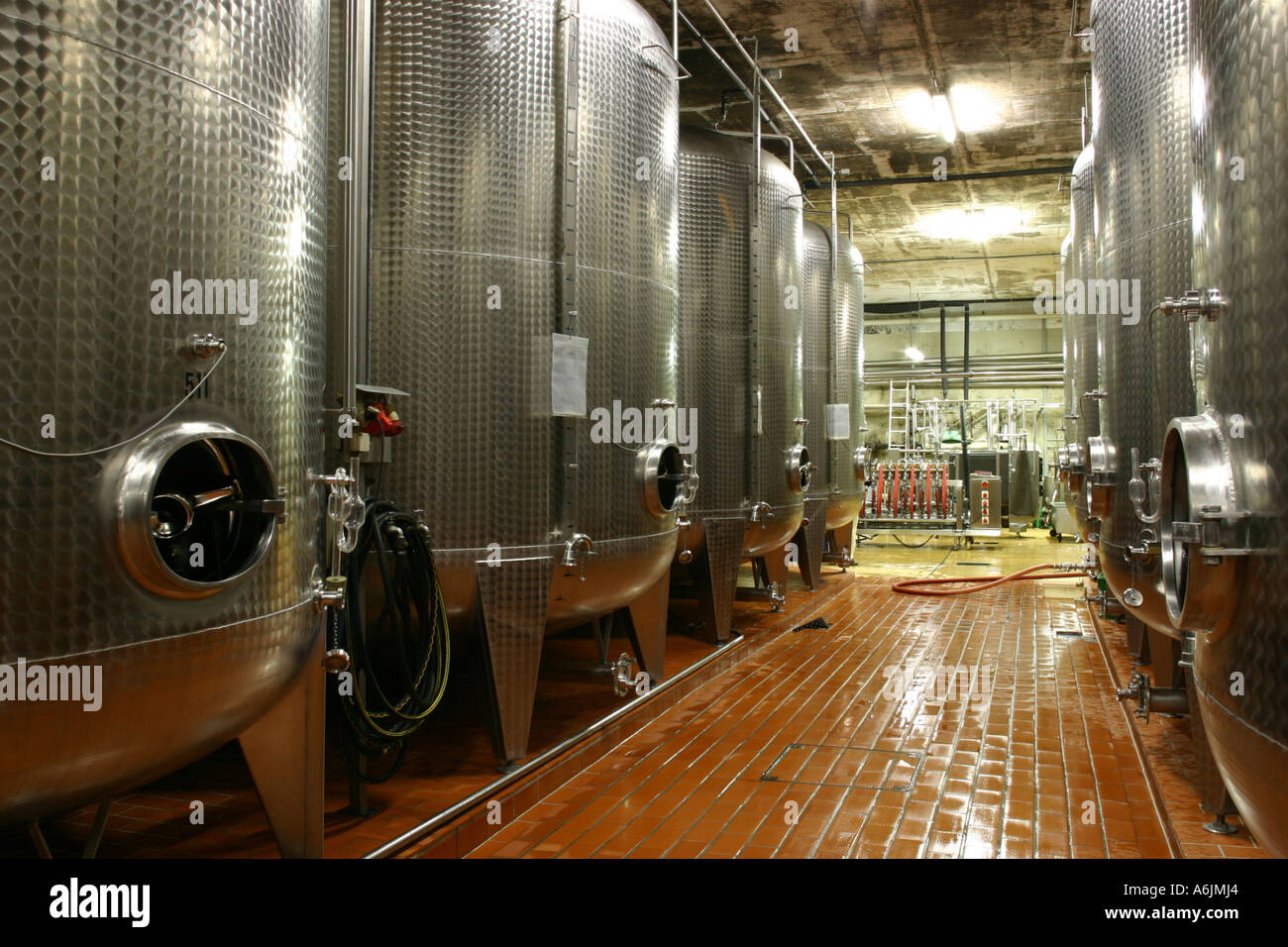 steel tanks in wine cellar, Germany Stock Photo - Alamy