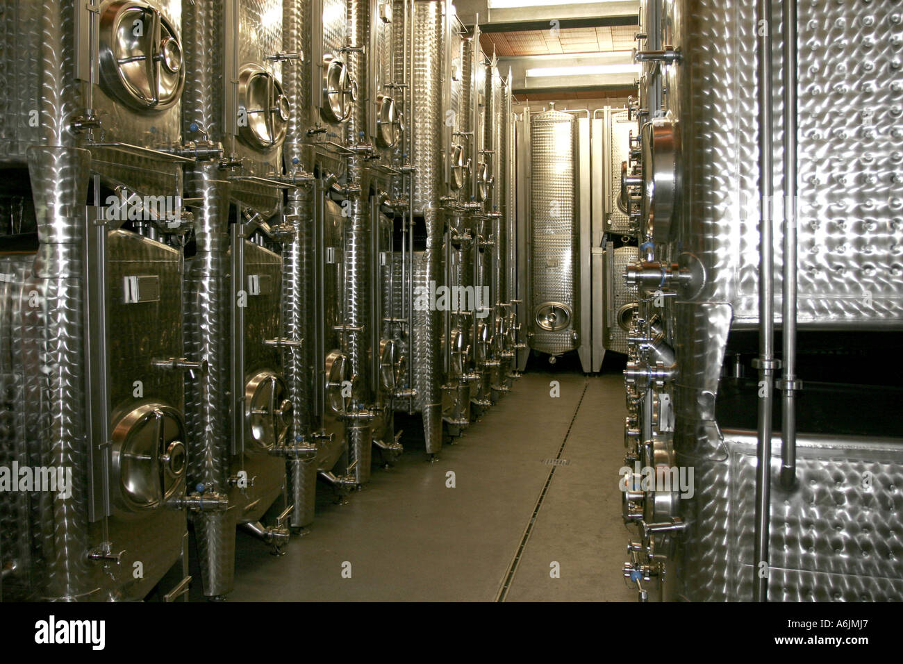 steel tanks in wine cellar, Germany, Rhineland-Palatinate Stock Photo ...