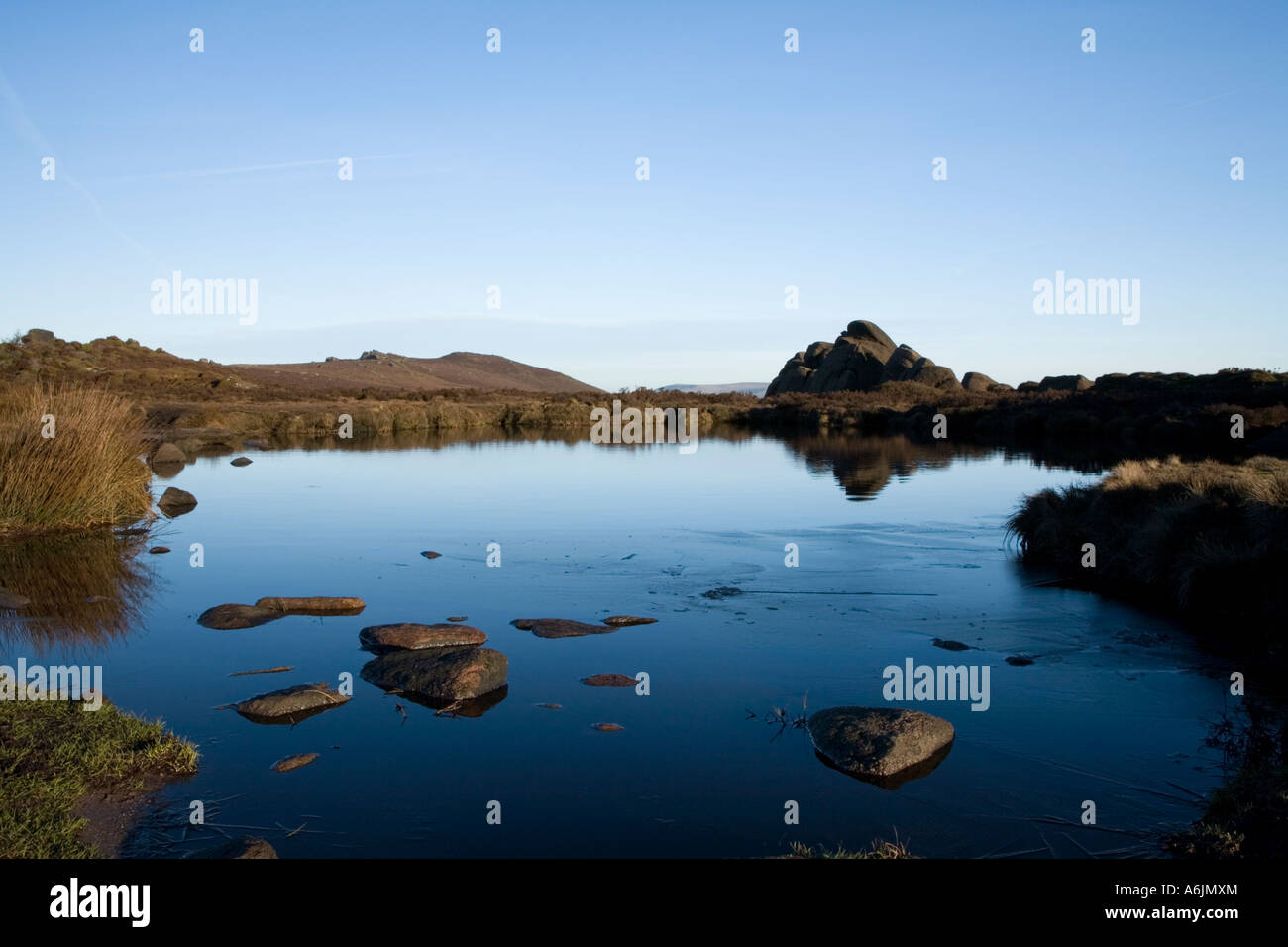 Icy pool at dawn Stock Photo - Alamy