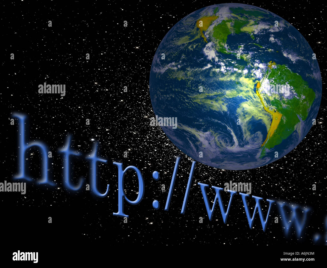 Internet and planet Earth with starts in background Stock Photo - Alamy