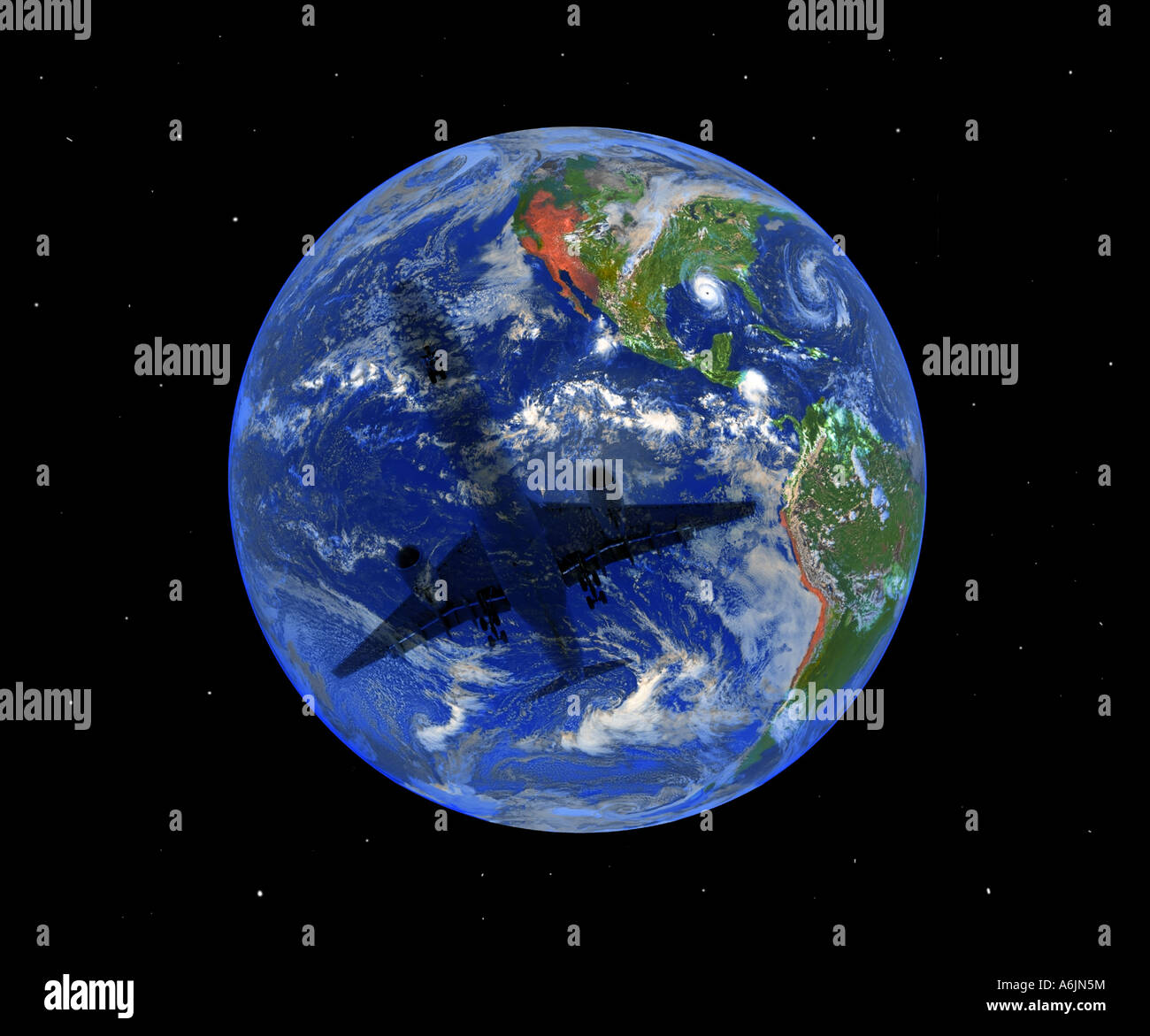 Shadow of an airplane and planet Earth Stock Photo - Alamy