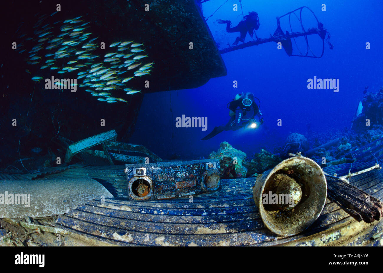 scuba diver with ship wreck "Salem Express Stock Photo - Alamy