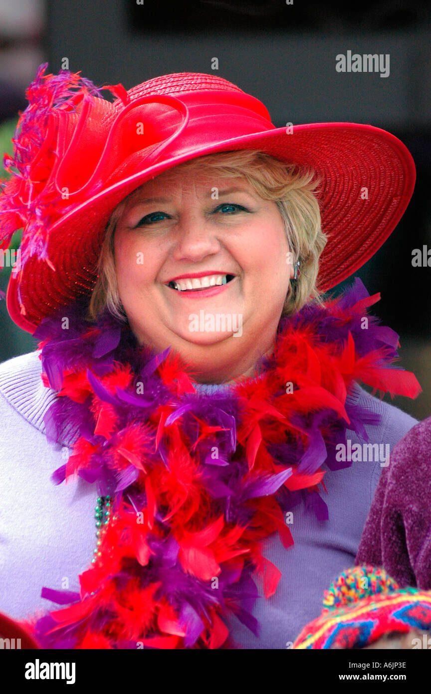 Women of the Red Hat Society celebrate on St Patricks day in the USA in ...