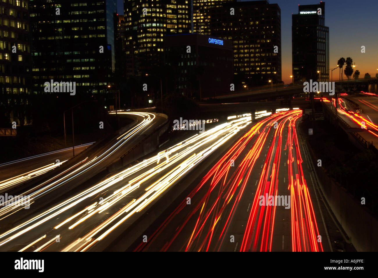 downtown freeway at night Los Angeles California Stock Photo - Alamy