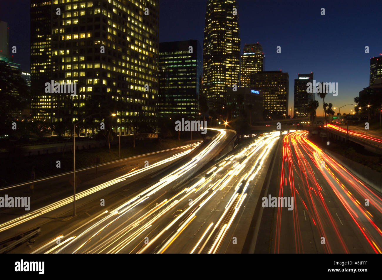 downtown freeway at night Los Angeles Stock Photo - Alamy