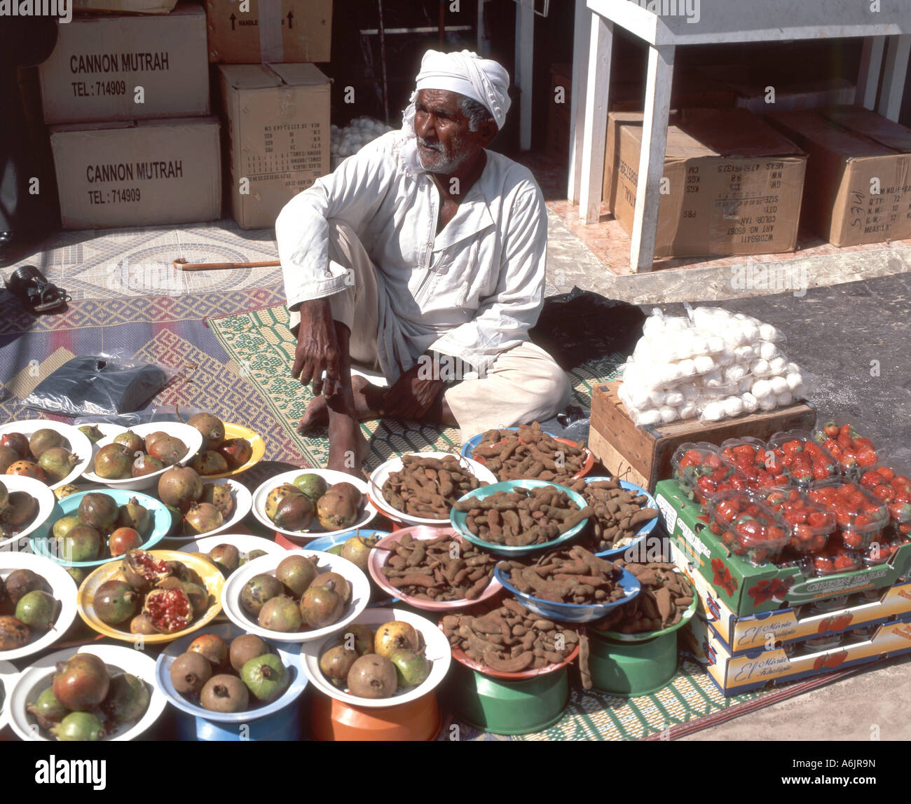 Fruit and sweet stall, Muttrah Souk, Muscat, Masqat Governorate ...