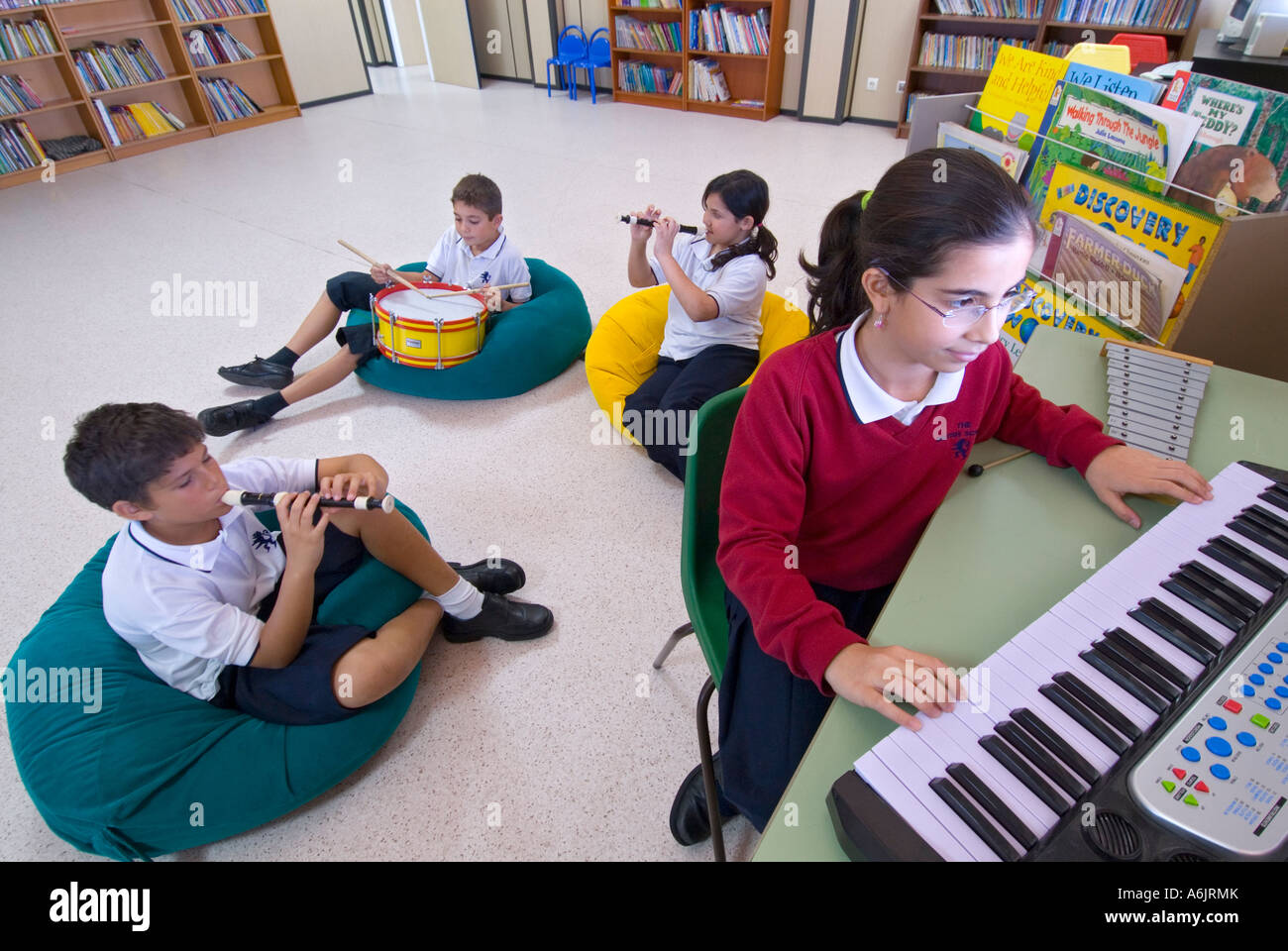 School music class band junior school pupils 11-14 years music practice ...