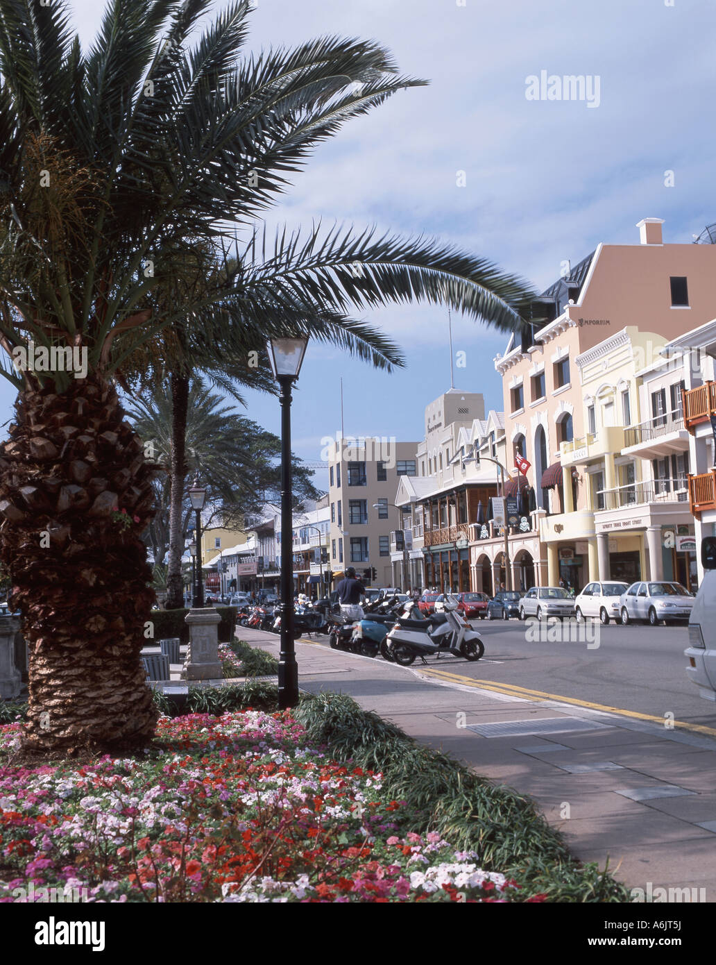 Colourful waterfront buildings, Front Street, Hamilton, Pembroke Parish ...