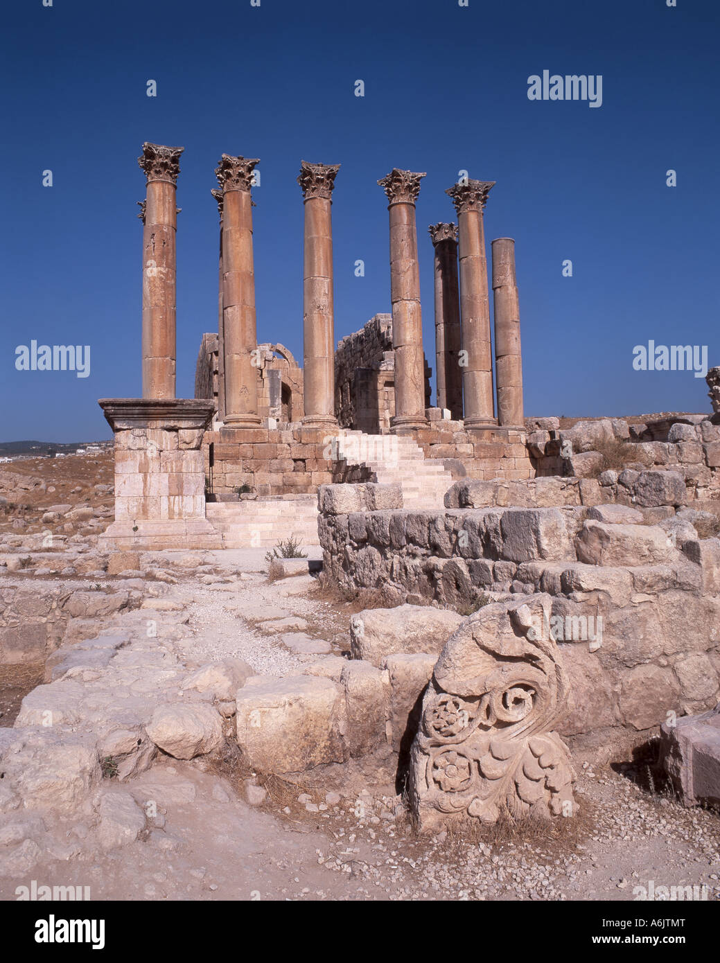 View of columns, Temple Of Artemis, ancient city of Jerash, Irbid ...