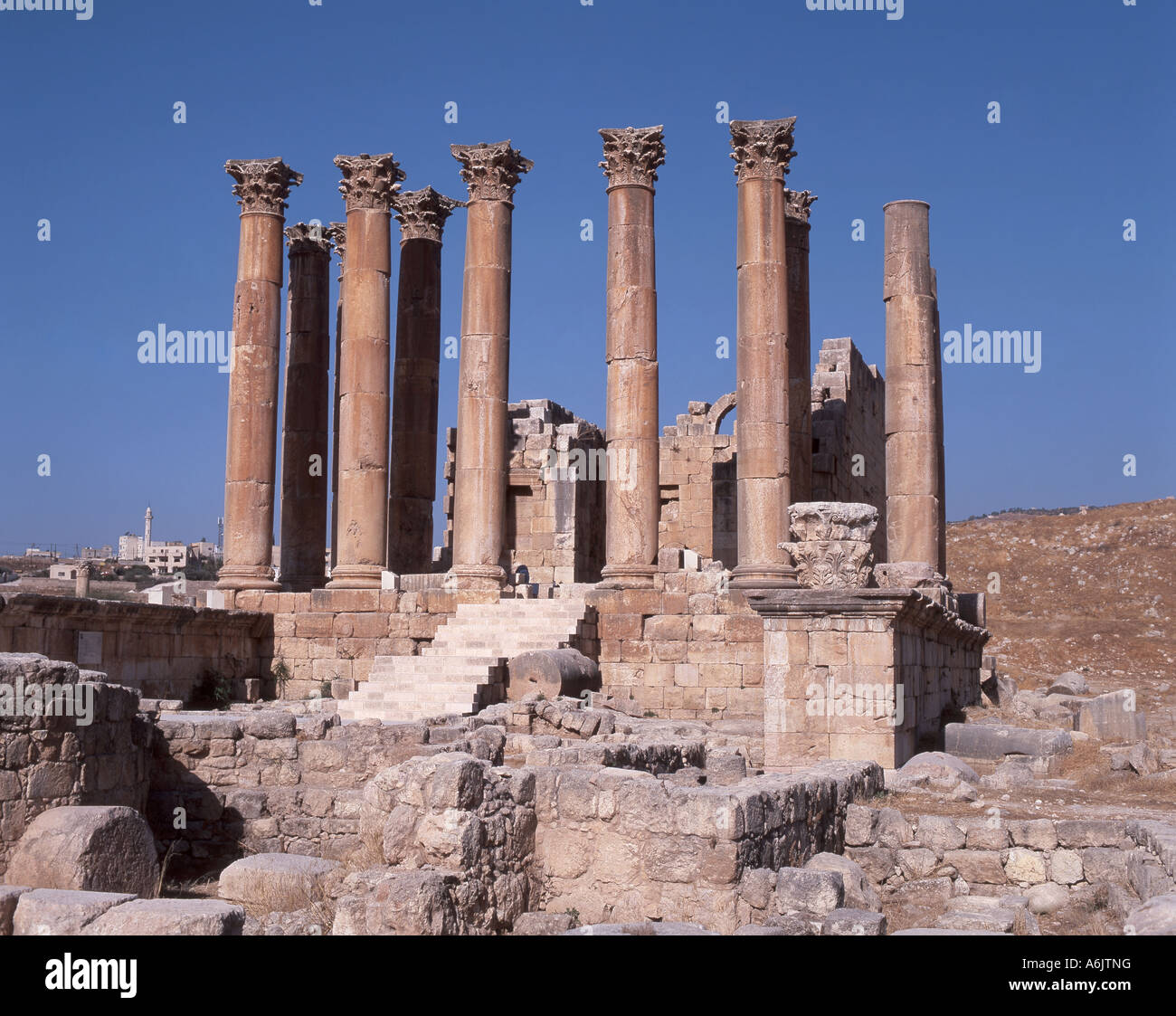 View of columns, Temple of Artemis, ancient city of Jerash, Irbid ...