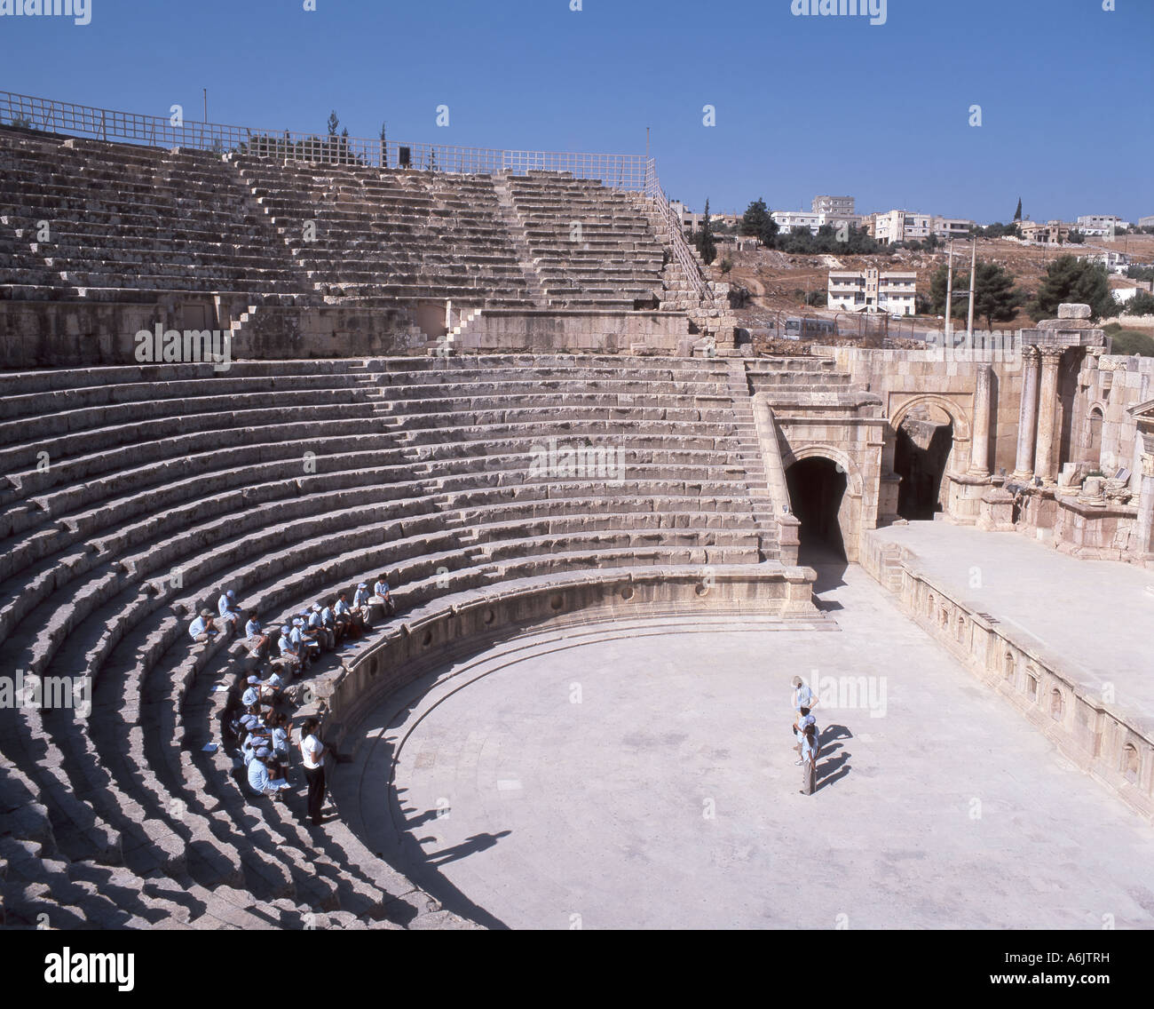 Children's school group, South Theatre Amphitheatre, Jerash, Irbid ...
