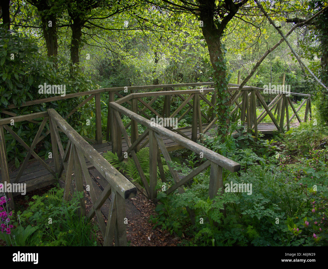 A rustic wooden bridge Stock Photo - Alamy