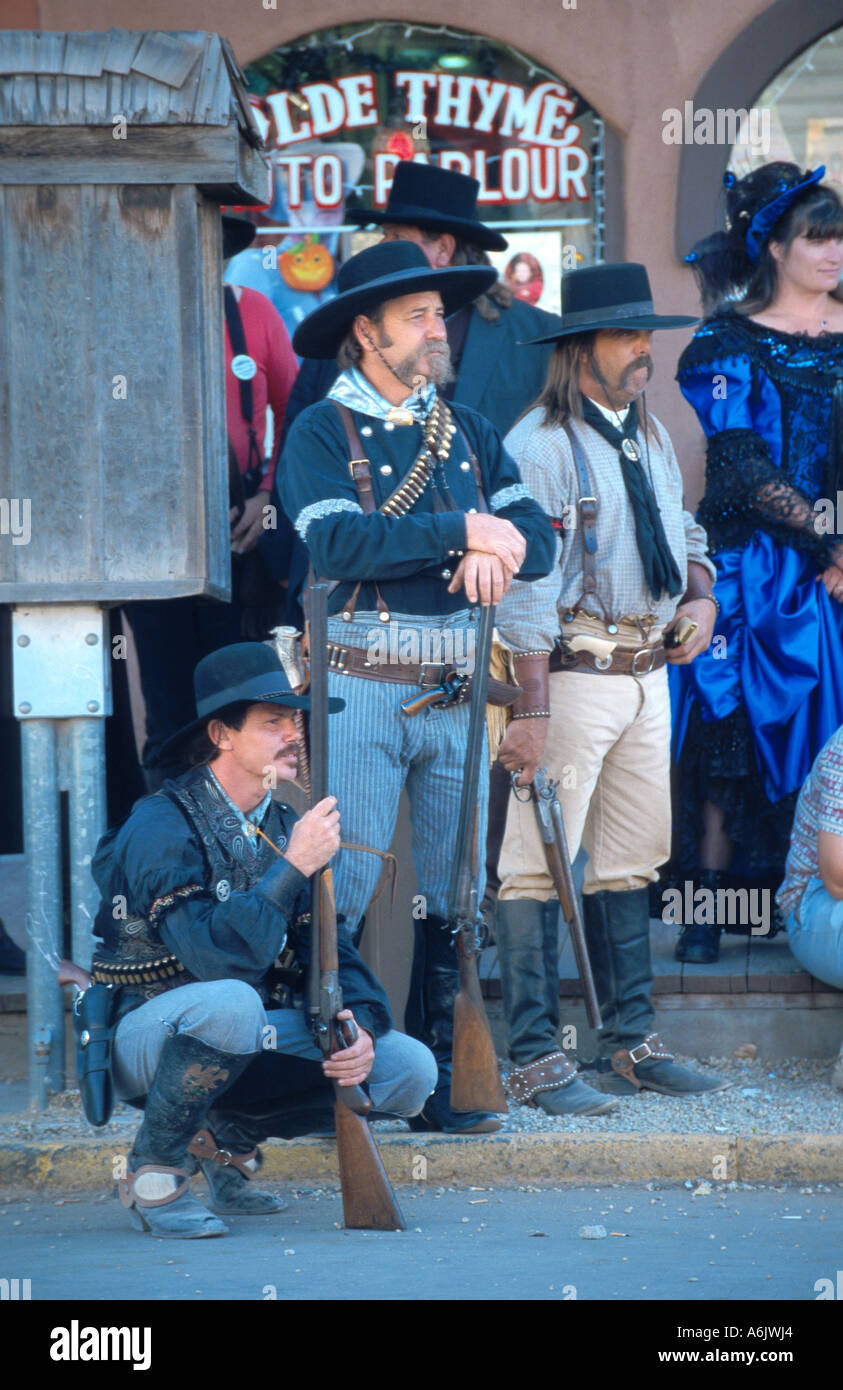 cowboys, wearing clothes of the 19th century, USA, Arizona, Tombstone ...