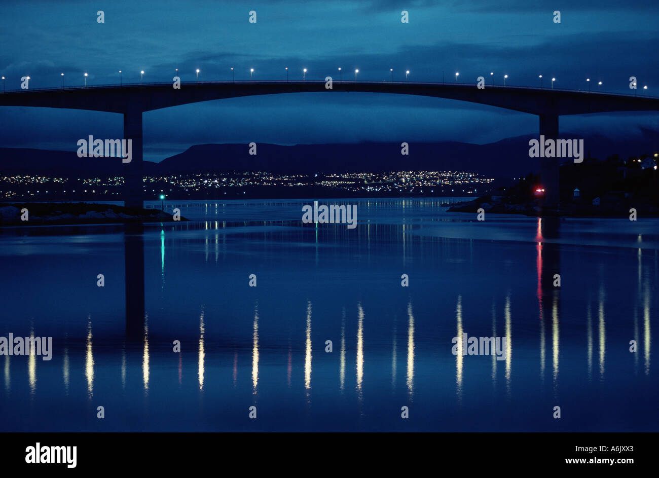 Saltstraumen Bridge at night, Norway, Saltstraumen Stock Photo - Alamy